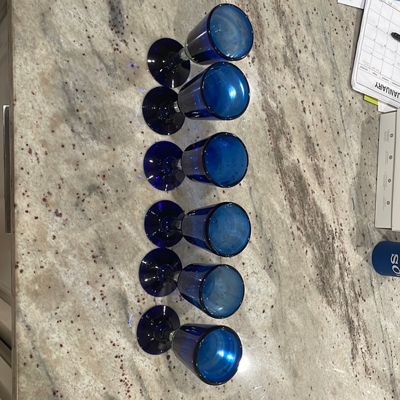 Dining | 6 Beautiful Blue On Blue Mexican Style Glass | Poshmark